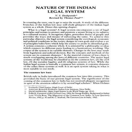 Nature of the indian legal system | PDF