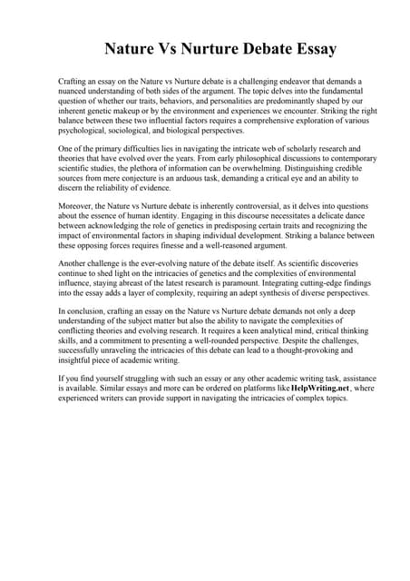 Nature Nurture Debate Essay.pdf | Genetics | Science