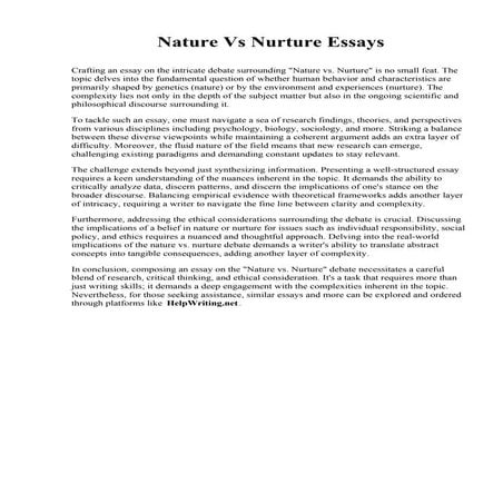 Nature Vs Nurture Essays | PDF | Biological Sciences | Science