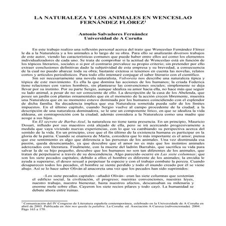 La naturaleza y los animales en Wenceslao Fernández Flórez. | PDF