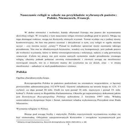 Nauczanie religii w szkole na przykładzie wybranych państw (polska, niemcy, francja) | DOCX ...