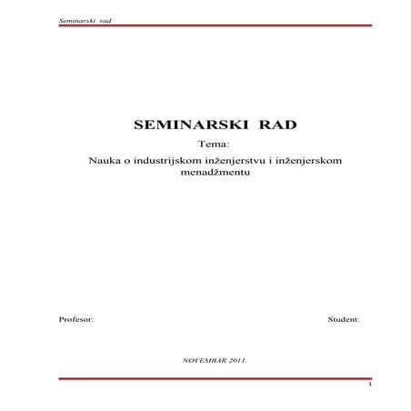 Nauka o industrijskom inzenjerstvu i inzenjerskom menadzmentu | PDF
