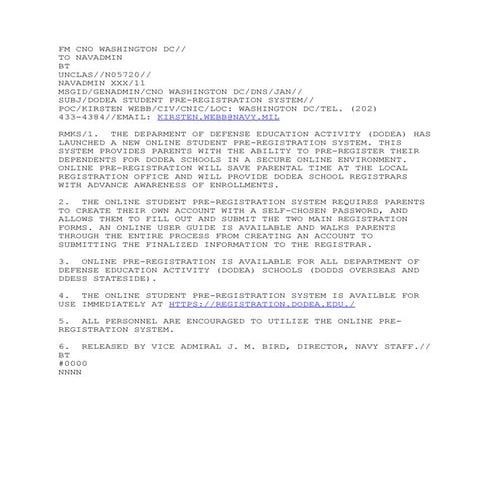 Navadmin DODEA Online Registration | PDF
