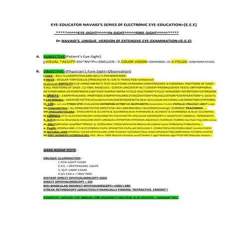 Navaid'$ unique version 0 f extensive eye examination | PDF