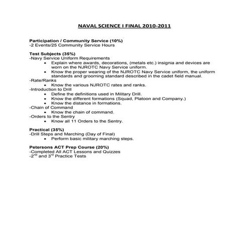 Naval science i final review 2010 11 | PDF