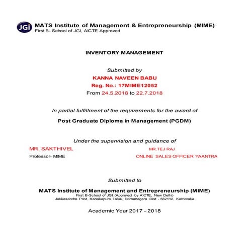 Mba project starting page | DOC