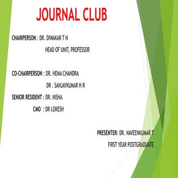 Presenting a journal club in postgraduate course | PPTX