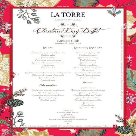 Christmas Day Buffet | PDF | Hotels and Motels | Travel Type