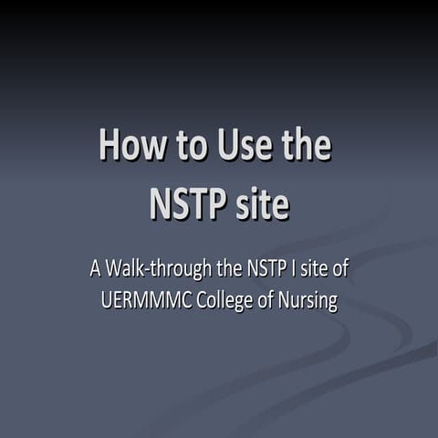 How to Use the NSTP site | PPT