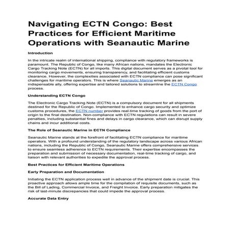 Navigating ECTN Congo_ Best Practices for Efficient Maritime Operations ...