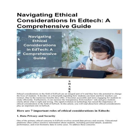 7 Important Roles Of Ethical Considerations In Edtech | Future ...