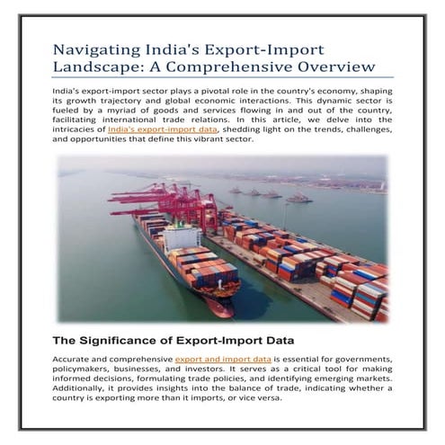 Navigating India's Export-Import Landscape A Comprehensive Overview | PDF