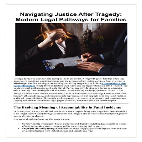 Navigating Justice After Tragedy: Modern Legal Pathways for Families | PDF
