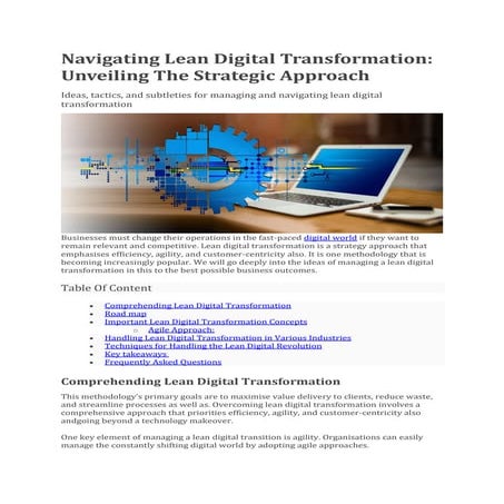 Important Lean Digital Transformation Concepts | PDF