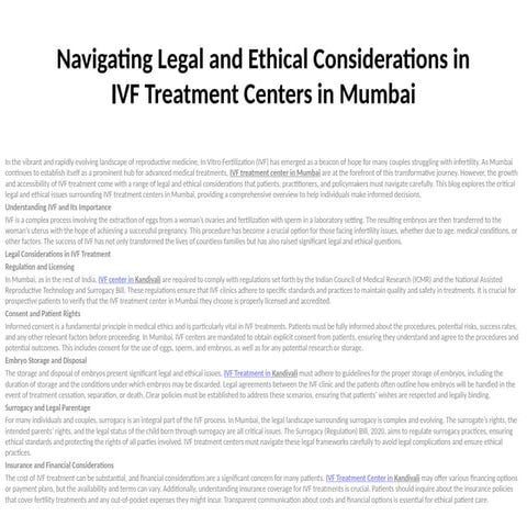 Navigating Legal and Ethical Considerations in IVF Treatment Centers in ...