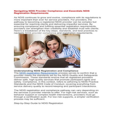 Navigating NDIS Provider Compliance and Essentials NDIS Registration ...