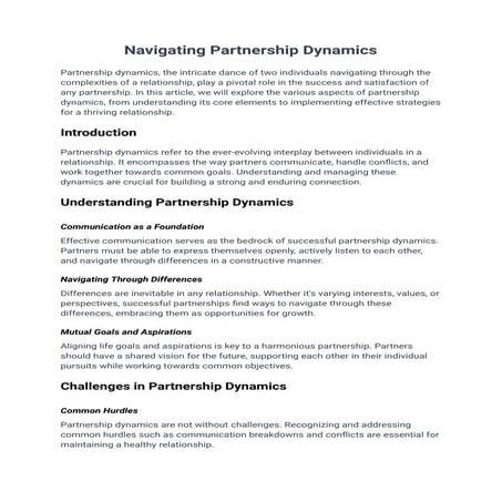Mastering Partnership Dynamics. | PDF