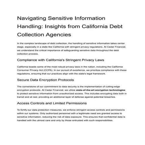 Navigating Sensitive Information Handling: Insights from California ...
