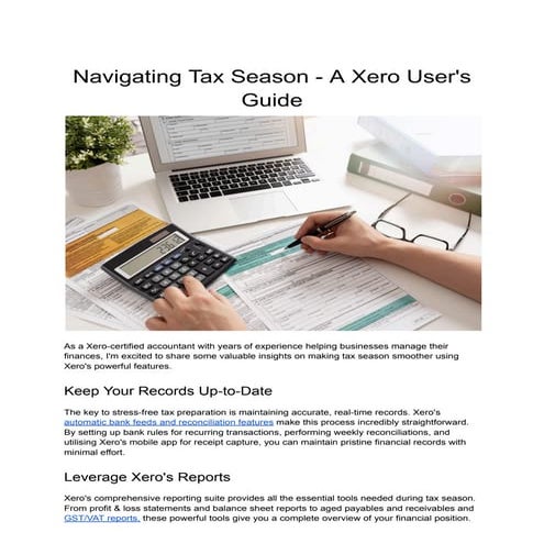 Navigating Tax Season - A Xero User's Guide | PDF