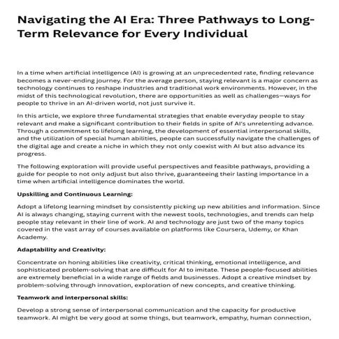 Navigating the AI Era Three Pathways to Long-Term Relevance for Every ...