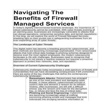Navigating The Benefits of Firewall Managed Services.docx | Information ...