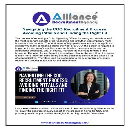 Navigating the COO Recruitment Process Avoiding Pitfalls and Finding ...