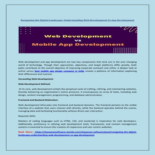 Navigating the Digital Landscape: Understanding Web Development Vs App ...