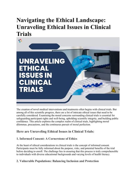 Key Considerations for Pediatric Clinical Trials: Ethical and ...