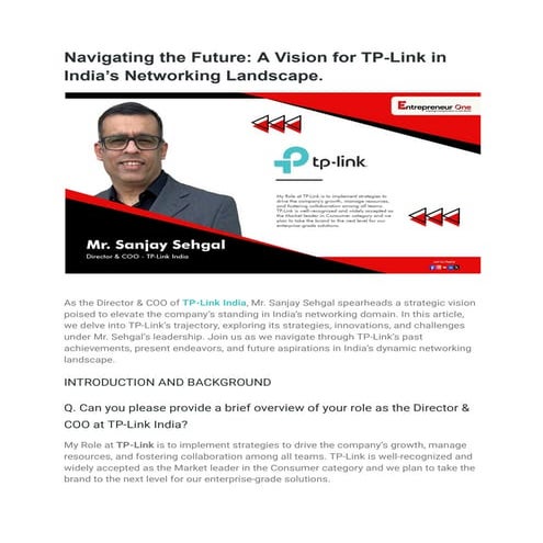 Navigating the Future_ A Vision for TP-Link in India’s Networking ...
