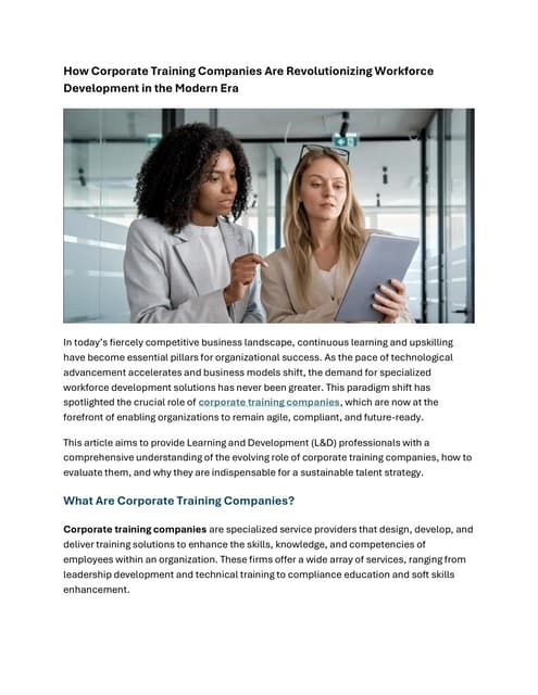 The Future of Corporate Training: Trends to Watch in 2025 | PDF