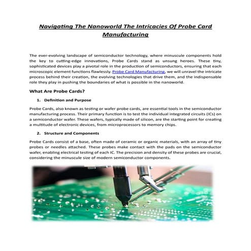What is Probe Card and Why Probe Card Measurement is Important? | PDF