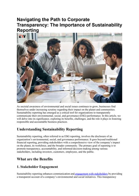 ESG and Sustainability Reporting: Comprehensive Guide and Best ...