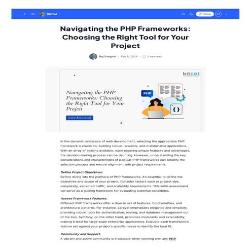 Navigating The Php Frameworks Choosing The Right Tool For Your Project Pdf