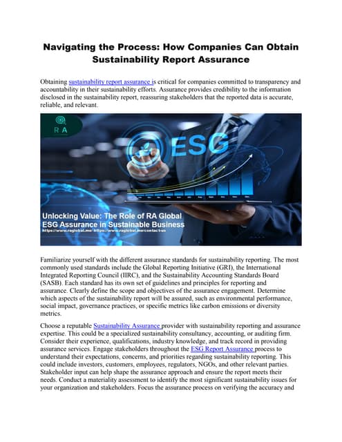 Sustainability Report Assuranc1.pdf | Business Accounting & Finance ...