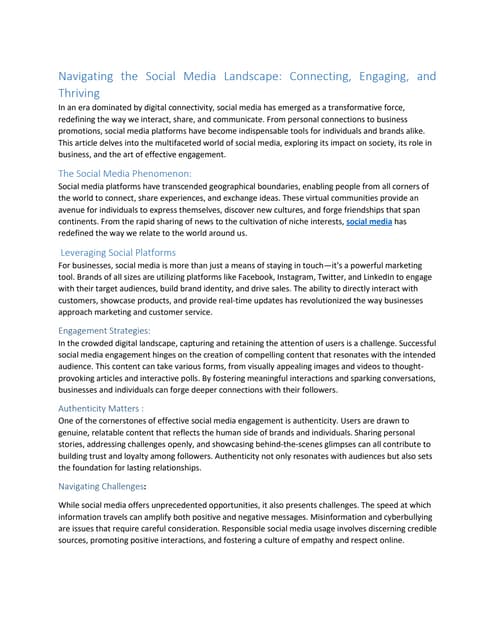 Advantages of Social Media | PDF