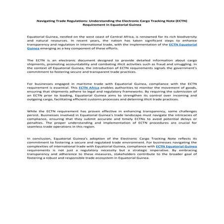 Navigating Trade Regulations: Understanding the Electronic Cargo Tracking Note (ECTN ...