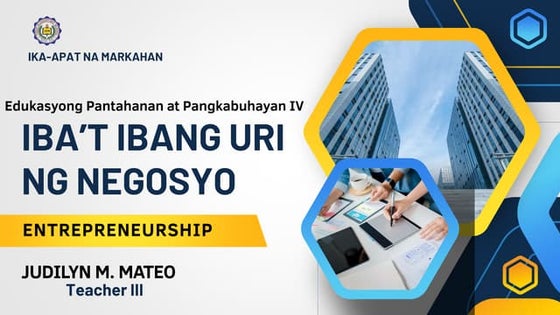 Aralin 3 mga negosyong maaring pagkakakitaan sa tahanan at pamayanan | PPT