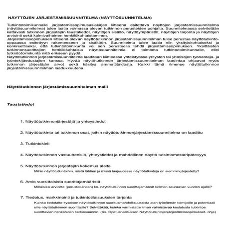 Nayttotutkinnon jarjestamissuunnitelman sisalto | PDF
