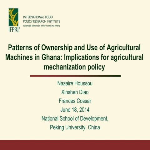 Patterns of Ownership and Use of Agricultural Machines in Ghana ...