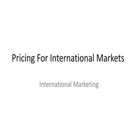International pricing strategies | PPT