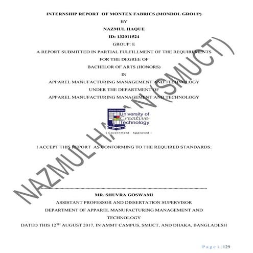 Intern report montex fabrics (Mondol Group) by "NAZMUL HASAN" | PDF