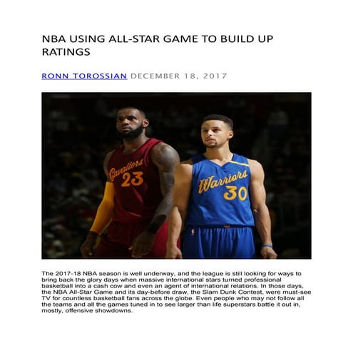 NBA USING ALL-STAR GAME TO BUILD UP RATINGS | PDF