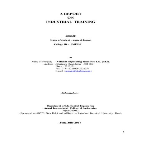 brief report on bearing | PDF