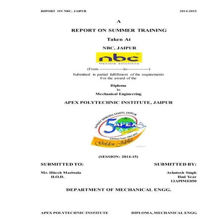 Nbc training report on railway bearing(spherical bearing) | DOCX ...