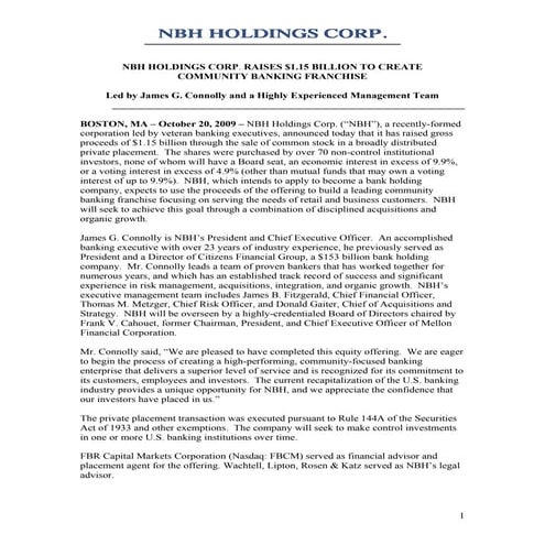 Nbhh Corp10 20 09 | PDF