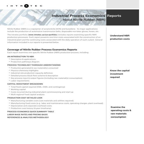 Economics of NBR Production Processes | PDF