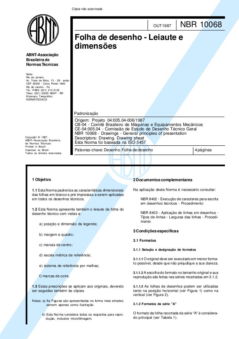 NBR 10068 - Folha de Desenho - Layout e Dimensões