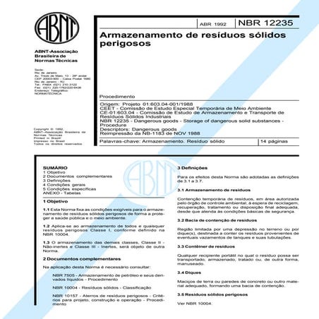Nbr 12235 armazenamento de residuos solidos perigosos | PDF