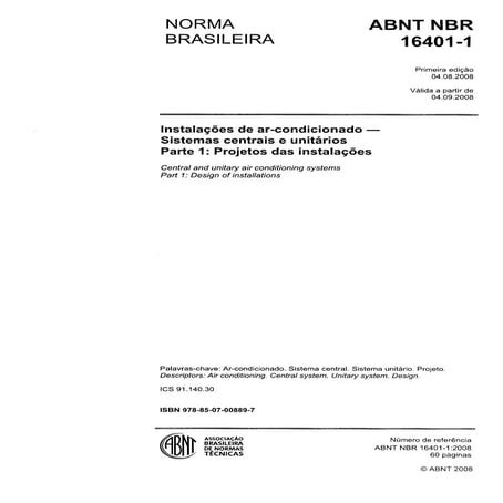 Nbr 16401 1 - 2008 - instalação de ar-condicionado-parte 1 | PDF