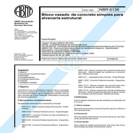 Nbr 6136 bloco vazado de concreto simples para | PDF